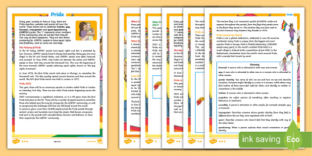 LKS2 Pride 2022 Differentiated Reading Comprehension Activity