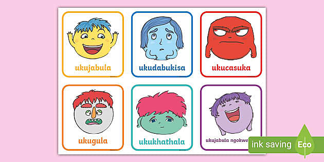 Emotions Cards isiZulu - Imizwa amakhadi (teacher made)