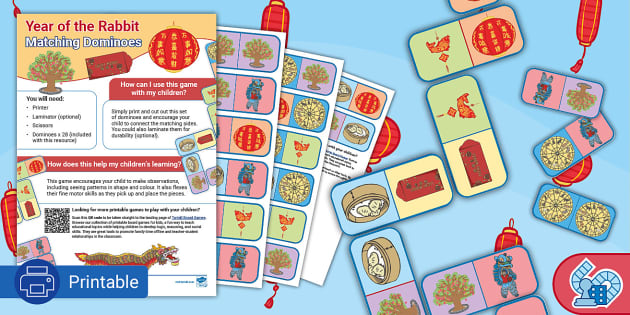 Year of the Rabbit Matching Dominoes Game (teacher made)