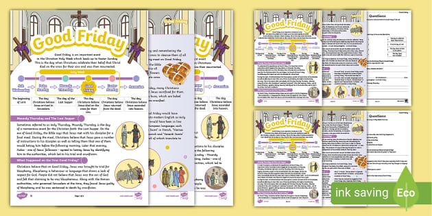 UKS2 Good Friday Differentiated Reading Comprehension Activity