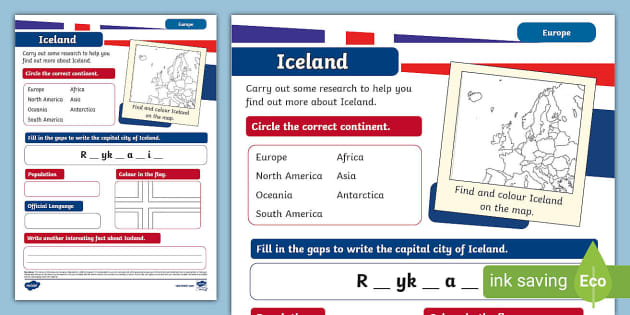 KS1 Iceland Research Activity - Geography (Teacher-Made)