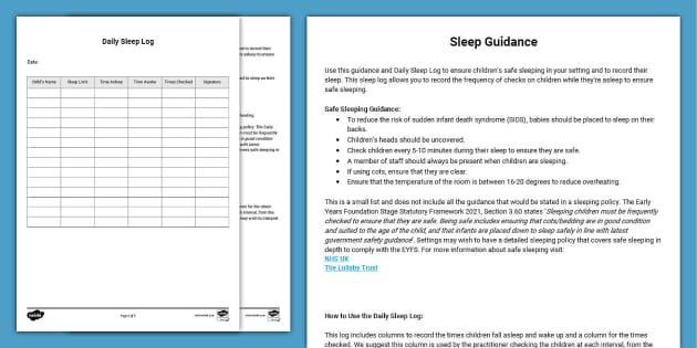 Early Years Setting Sleep Log | Twinkl - Twinkl
