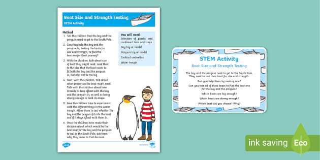 Boat Size and Strength Testing STEM Activity and Prompt Card Pack