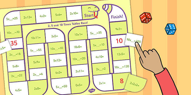 Self Checking 2 5 And 10 Times Tables Board Game Board Game