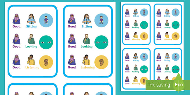 Good Sitting, Good Looking, Good Listening BSL Prompt Cards