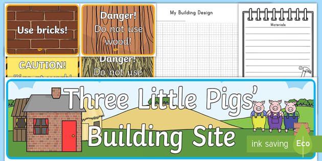 Three Little Pigs Building Site Dramatic Play Pack - Twinkl