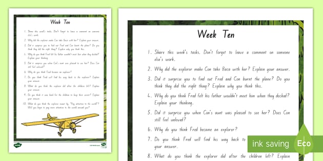 Term 2 Week 10 Year 5 and 6 Chapter Chat Weekly Questions Prompt Frame to Term 2 Week 10 Year 5 and 6 Chapter Chat Weekly Questions Prompt Frame to