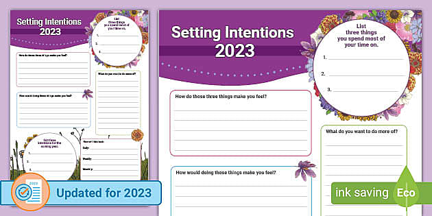Setting Intentions for 2023 Teacher Journal Activity
