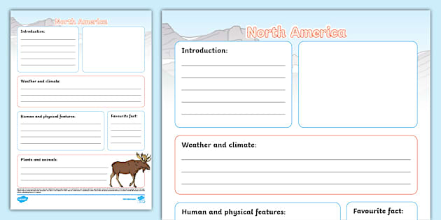 KS1 North America Non-Chronological Report Template - Twinkl