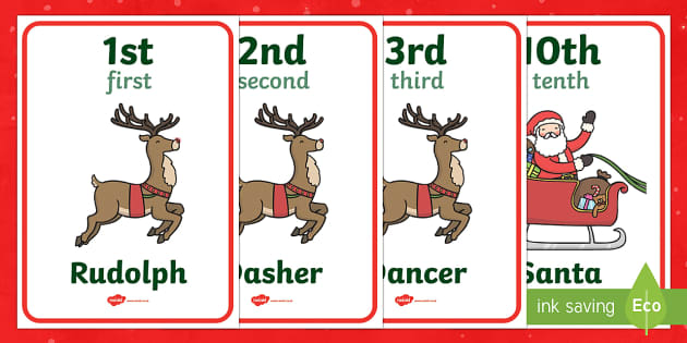 Santa's Sleigh Ordinal Number Display Posters (teacher made)