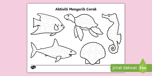 Aktiviti Menyurih Corak Tema Hidupan Laut (professor feito)