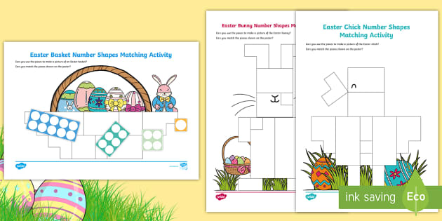 Easter-Themed Number Shape Matching Activities Resource Pack