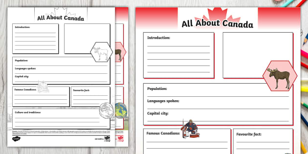 All About Canada Non-Chronological Report Template - Twinkl