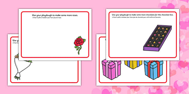 Valentine's Day Playdough Mats French Translation - Twinkl