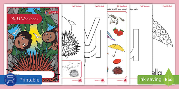 Gr. R Phonics: Workbook Letter U (Hecho por educadores)