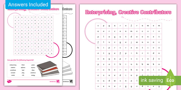 Four Purposes:Enterprising, Creative Contributors WordSearch