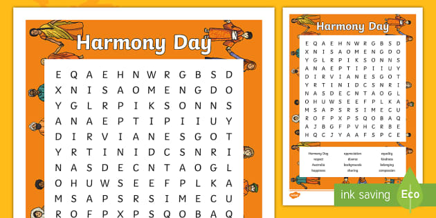 Year 5 Harmony Day Word Search (teacher made)