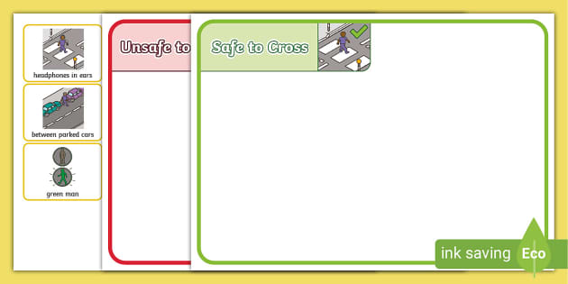 Twinkl Symbols: Crossing the Road Sorting Activity - Twinkl