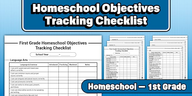 First Grade Homeschool Objectives Tracking Checklist