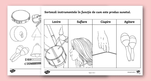 Cum sună instrumentele? – Joc de sortare - Twinkl