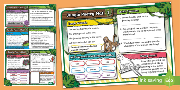 KS1 Jungle Poetry Mat Pack (teacher made) - Twinkl