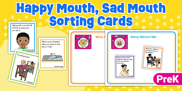 Prekindergarten Happy Mouth, Sad Mouth Sorting Cards