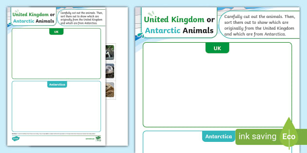 Animals in the UK or Antarctica Sorting Worksheet - Twinkl