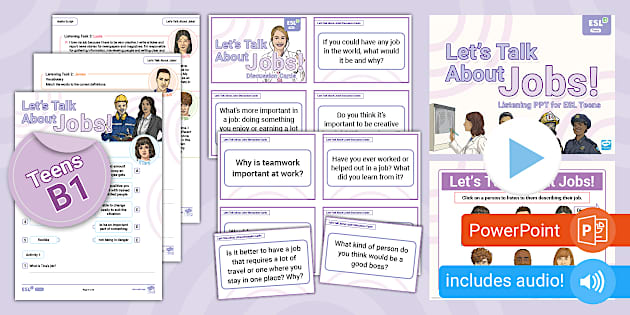ESL Listening PPT: Let's talk About Jobs [Teens, B1]