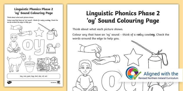 Linguistic Phonics Phase 2 'oy' Sound Colouring Page