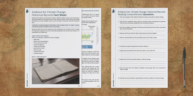 GCSE Evidence for Climate Change Historical Records Comprehension