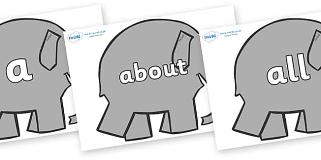 100 High Frequency Words on Elephants to Support Teaching on Elmer