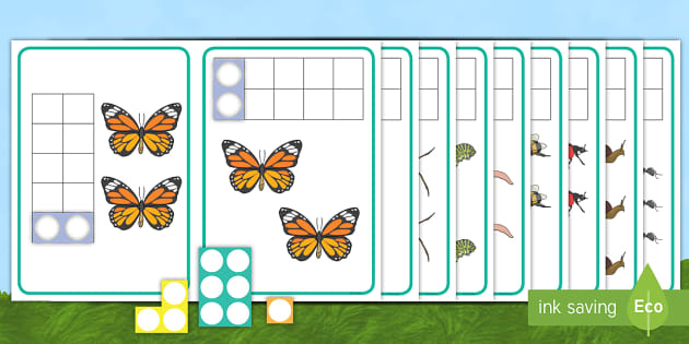Minibeast-Themed Count and Find the Matching Number Shapes Cards