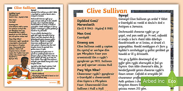 Ffeil Ffeithiau Clive Sullivan (teacher made) - Twinkl