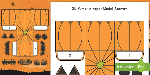 Simple Make Your Own 3D Pumpkin Paper Craft Activity