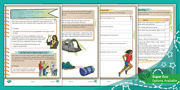 Using Semi-Colons in Lists (Ages 10 - 11)