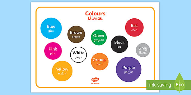 Teacher-made Colours in English and Welsh Word Mat - Twinkl