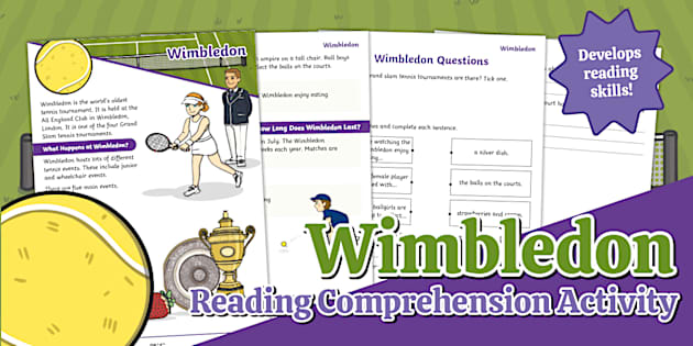 Wimbledon Reading Comprehension Activity For Ages 5-7
