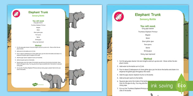 Elephant Trunk Sensory Bottle (Hecho por educadores)