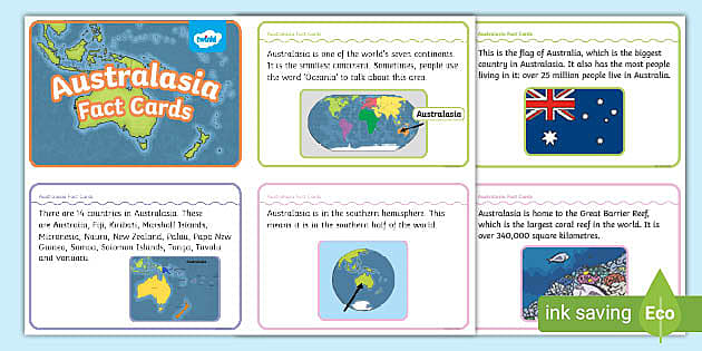 Australasia Fact Cards (Teacher-Made) - Twinkl