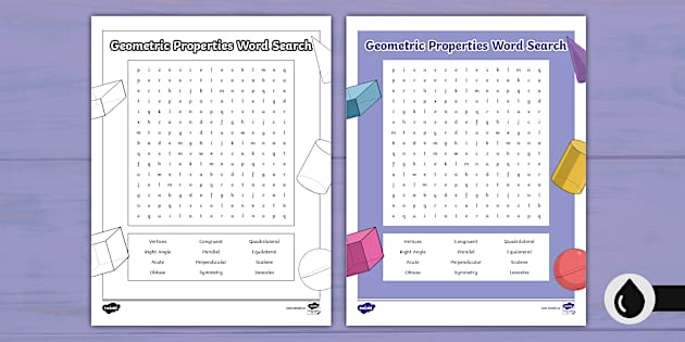 Grade 4 Geometry Word Search - Twinkl