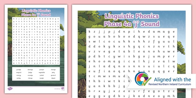 Northern Ireland Linguistic Phonics Phase 4a ‘j’ Word Search