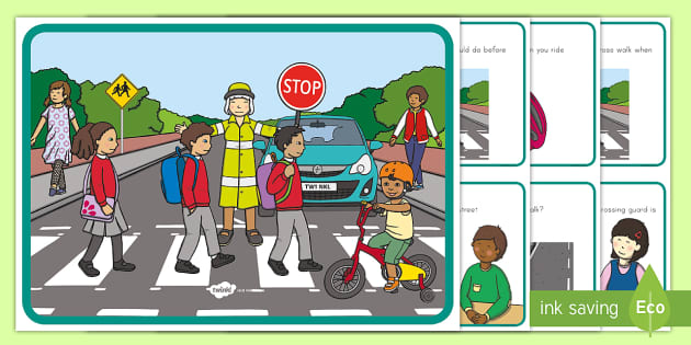 Road Safety Scene and Question Cards (teacher made)