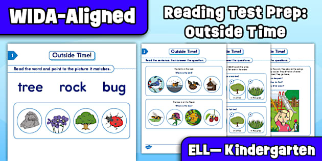 Kindergarten Reading Test Prep Worksheet for ELL