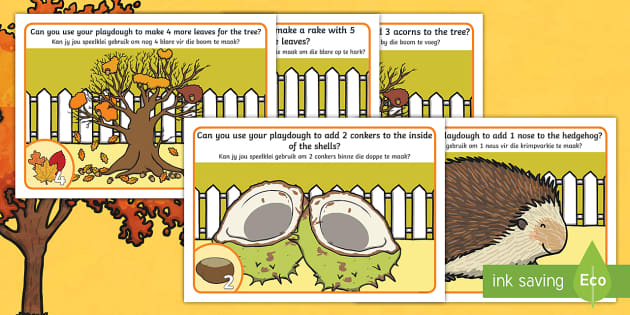 Autumn Number Modelling Dough Mats English Afrikaans