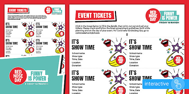 Comic Relief 2021: Red Nose Day Talent Show Tickets Template