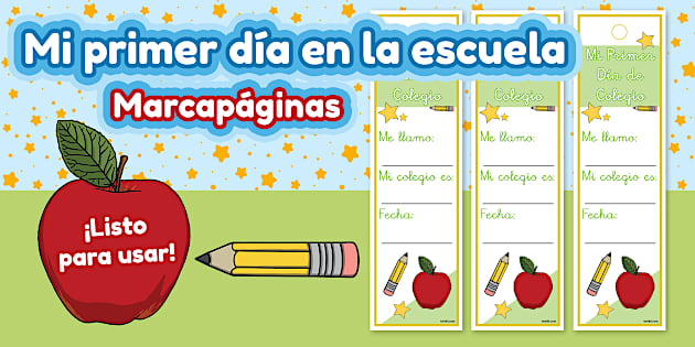 Marcapáginas: Mi primer día en la escuela