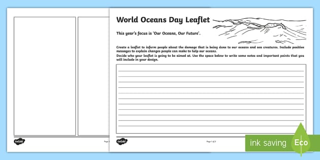 World Oceans Day Design a Leaflet Worksheet / Worksheets