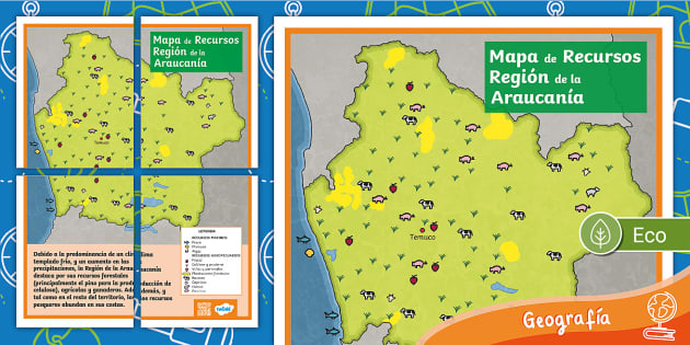 Cartel: Mapa de Recursos Región de la Araucanía - Twinkl Cartel: Mapa de Recursos Región de la Araucanía - Twinkl