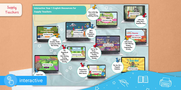 Interactive Year 1 English Resources for Supply Teachers
