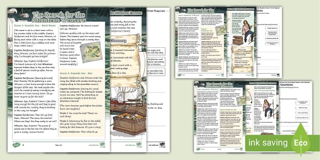 * NEW * UKS2 The Atlantean Treasure Pirate Play Script Comprehension